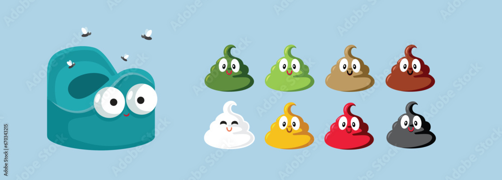 Vector Cartoon Potty and Different Colors of Baby Poop. Health guide of ...