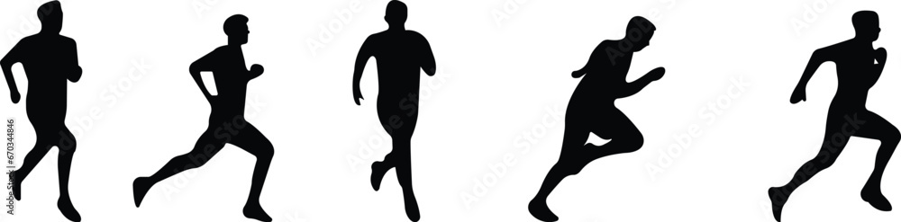 set of Running Man Clip Art, man fast run icon, rush icon vector ...