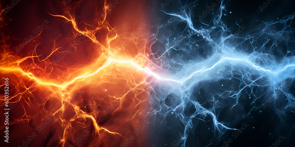 Fire and ice abstract lightning background, Fire and ice lightning ...