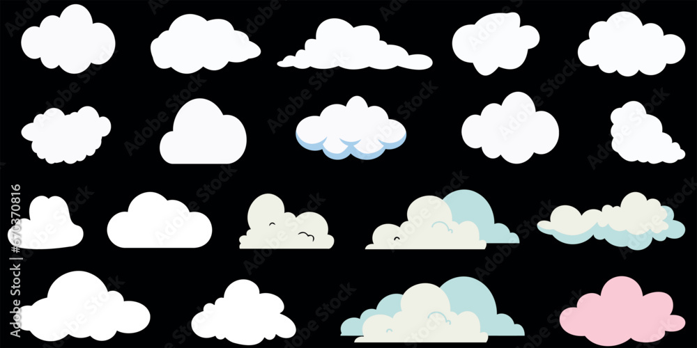 diverse set of cloud vector illustration Modern, minimalistic types in ...