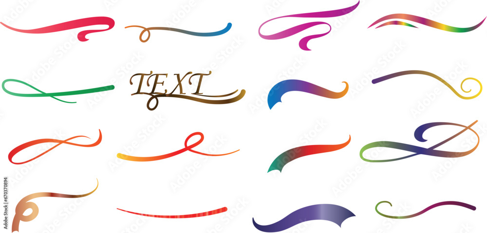 Gradient, calligraphic swoosh underlines vector illustrations. Curve ...