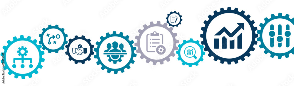 Professional project management banner vector illustration with the ...