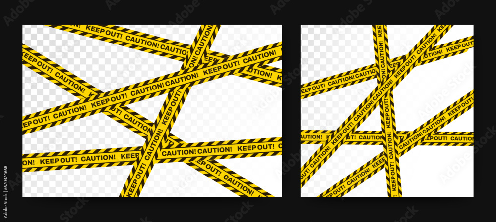 Caution crime scene line tape. hazard black and yellow striped ribbon ...