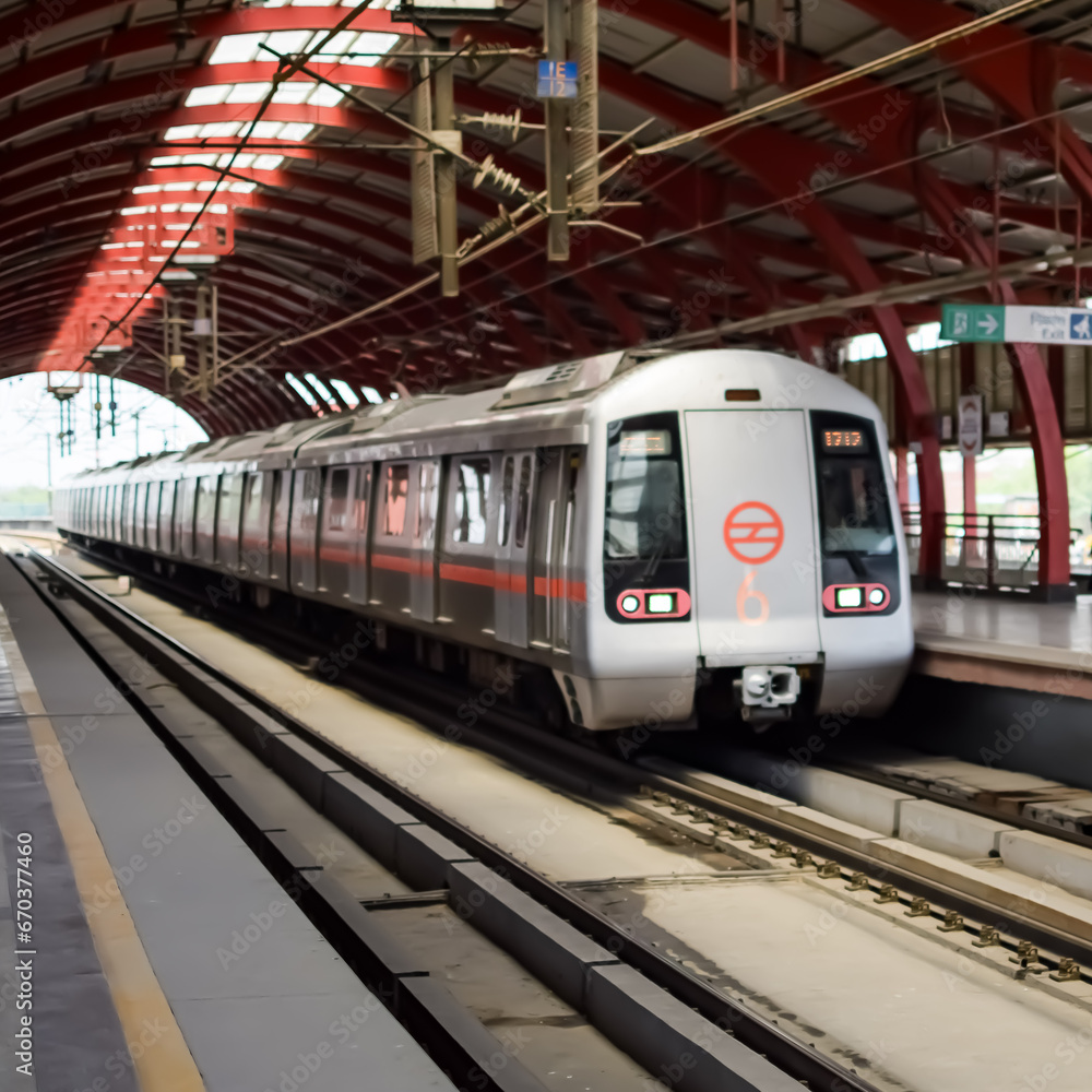 New Delhi India - October 09 2023 - Delhi Metro train arriving at ...