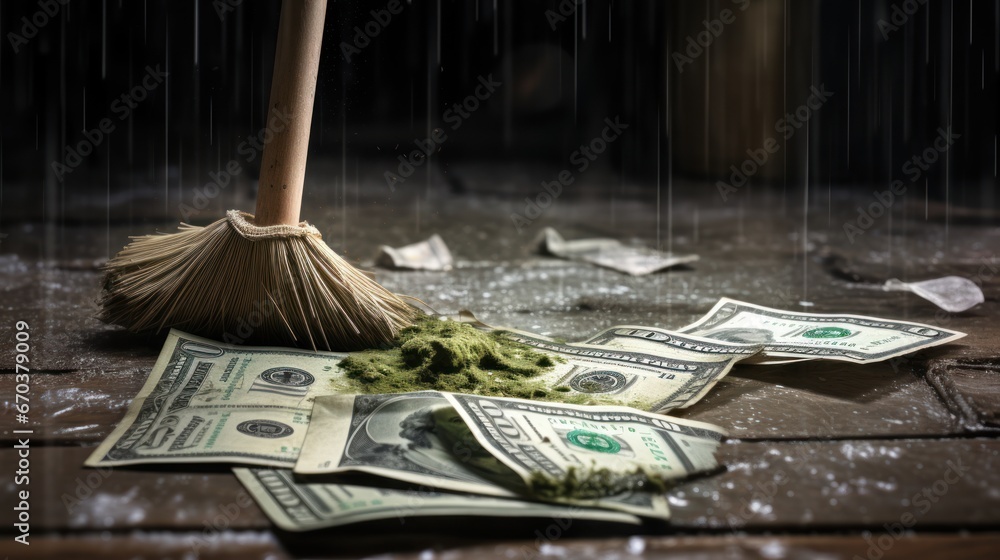 Money bills on the floor and are left dirty, dusty, old, and being ...