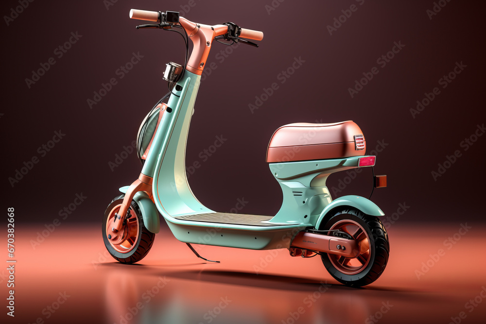 Conceptual electric kick scooter design with a soft, pastel color ...
