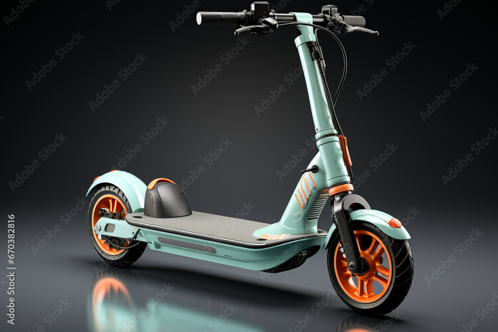 Conceptual electric kick scooter with a soft, muted color palette ...
