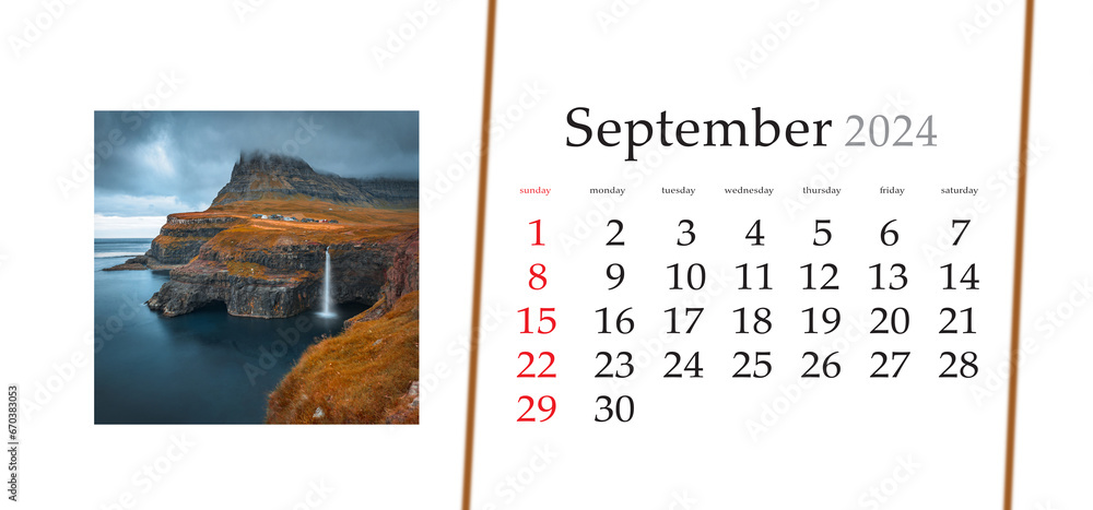 Set of horizontal flip calendars with amazing landscapes in minimal ...