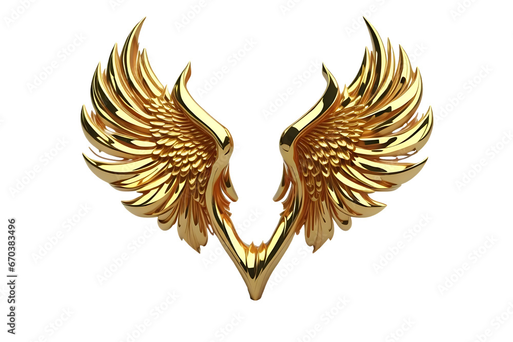 wings golden angel feather on transparent PNG background - Generative ...