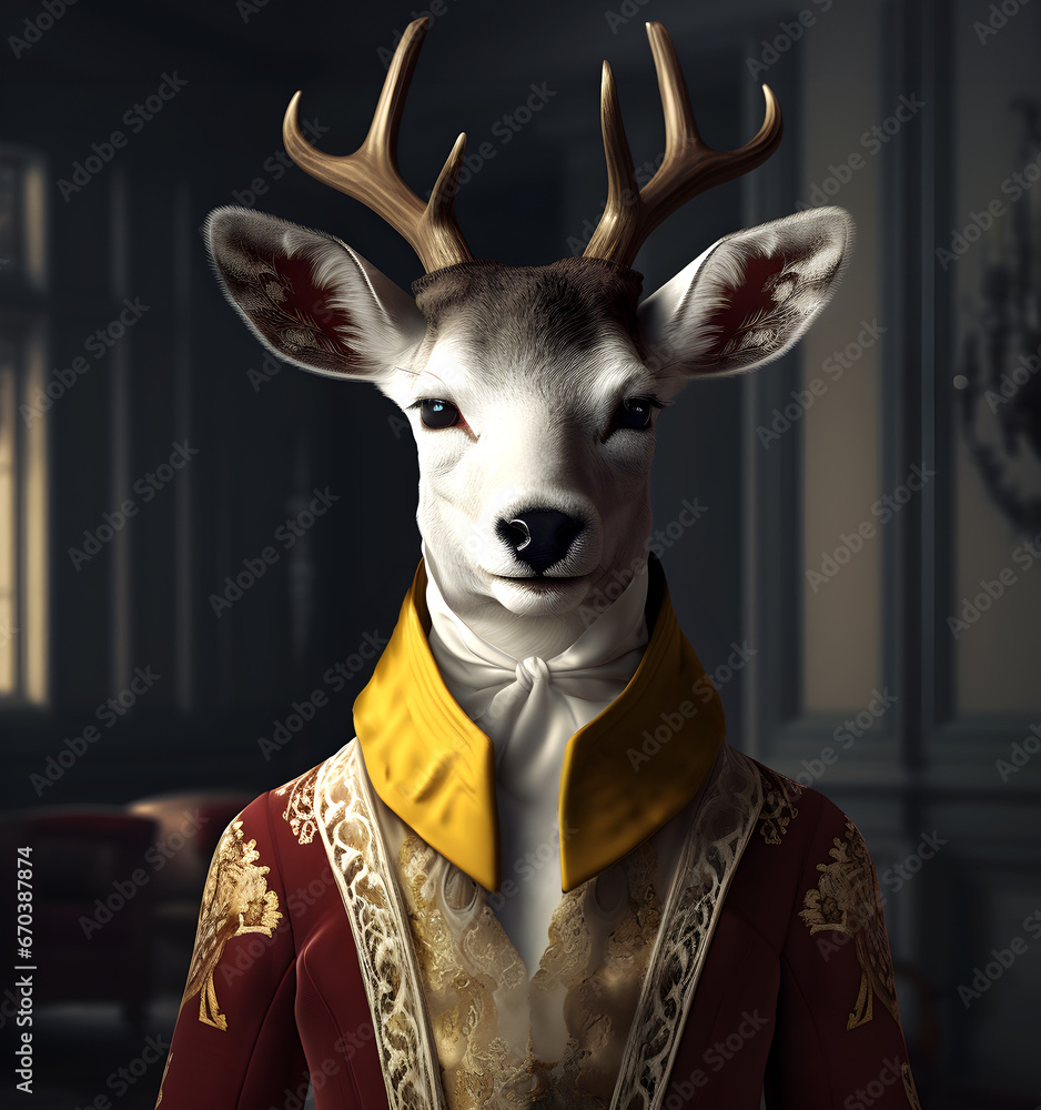 Realistic lifelike Deer in renaissance regal medieval noble royal ...