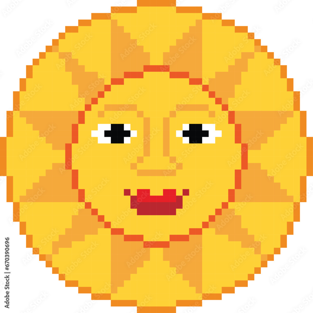 Sun pixel art Vector image or clip art Stock Vector | Adobe Stock