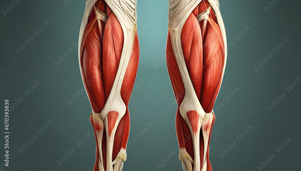 Exploring the Lower Body Muscles and Tendons, Front and Back Views in ...