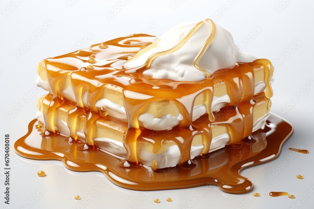 Stick ice cream melting into a puddle of gooey caramel sauce ...