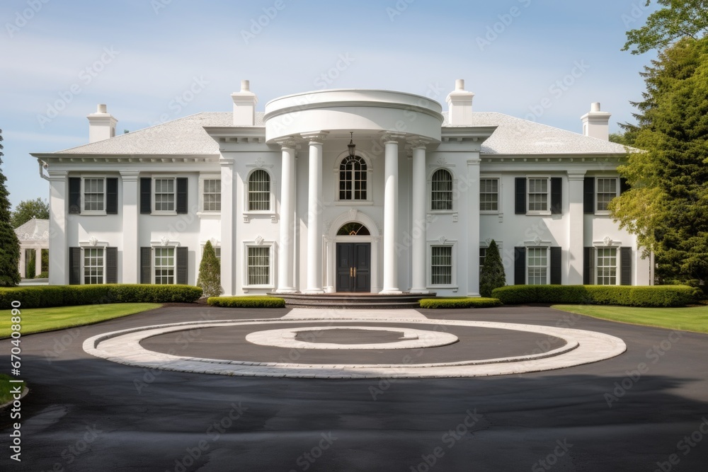five-bay georgian facade with a circular driveway in front Stock Photo ...
