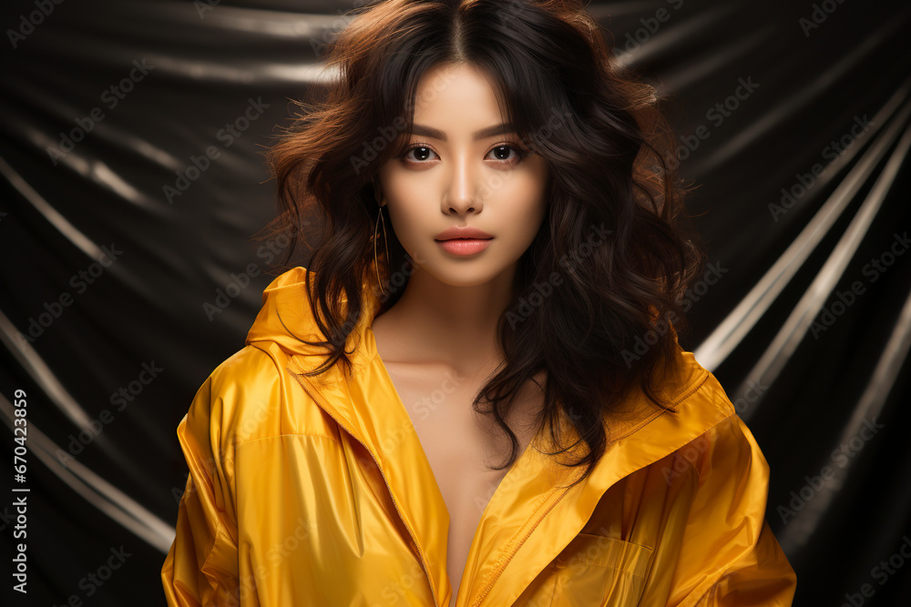 Fashion photo shoot underway in studio featuring young asian girl as ...