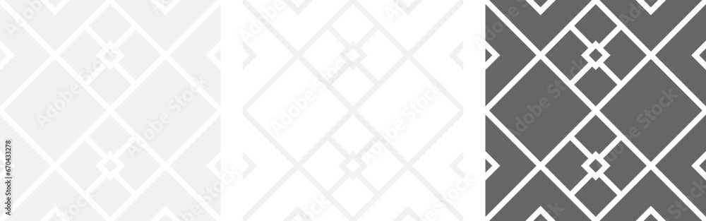 Set of seamless gray diamond pattern made from straight lines to create ...
