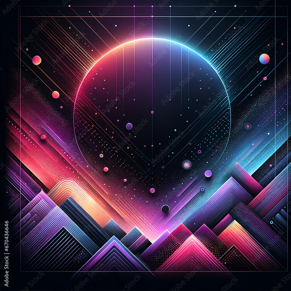 A high-resolution image portraying an ethereal geometric orbit ...