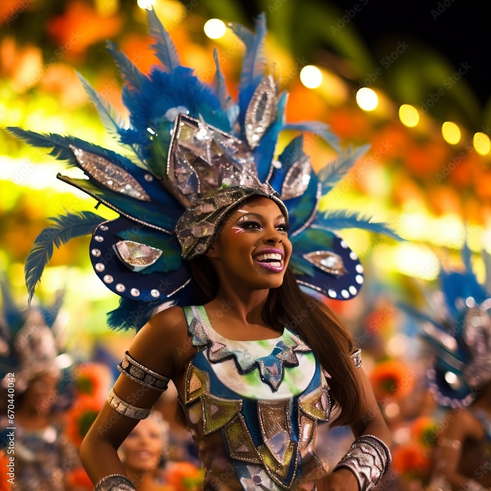 illustration of Samba School parade in Sambodromo Beija Flor School ...