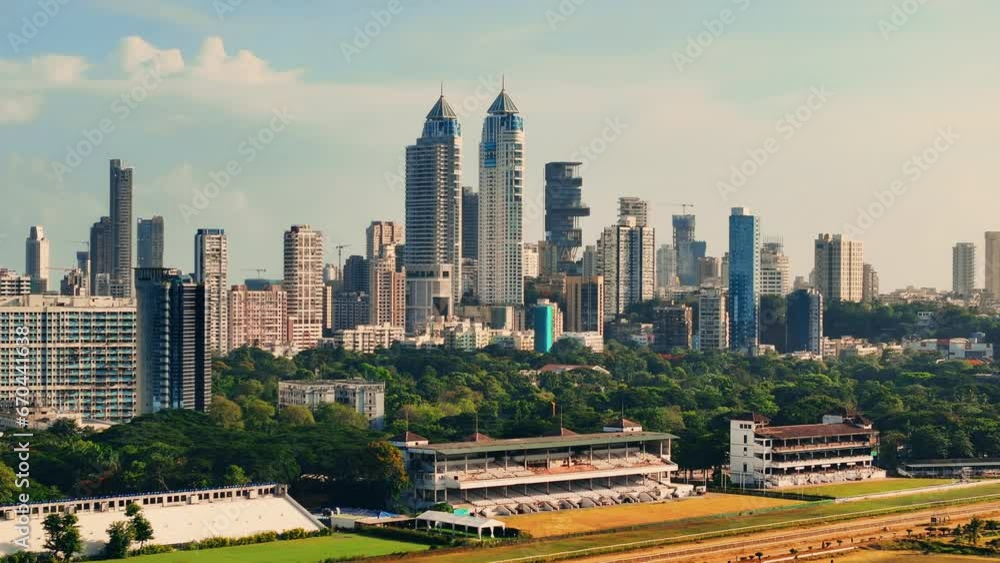 Arial view of Mumbai Skyline, high-rise buildings at South Mumbai ...