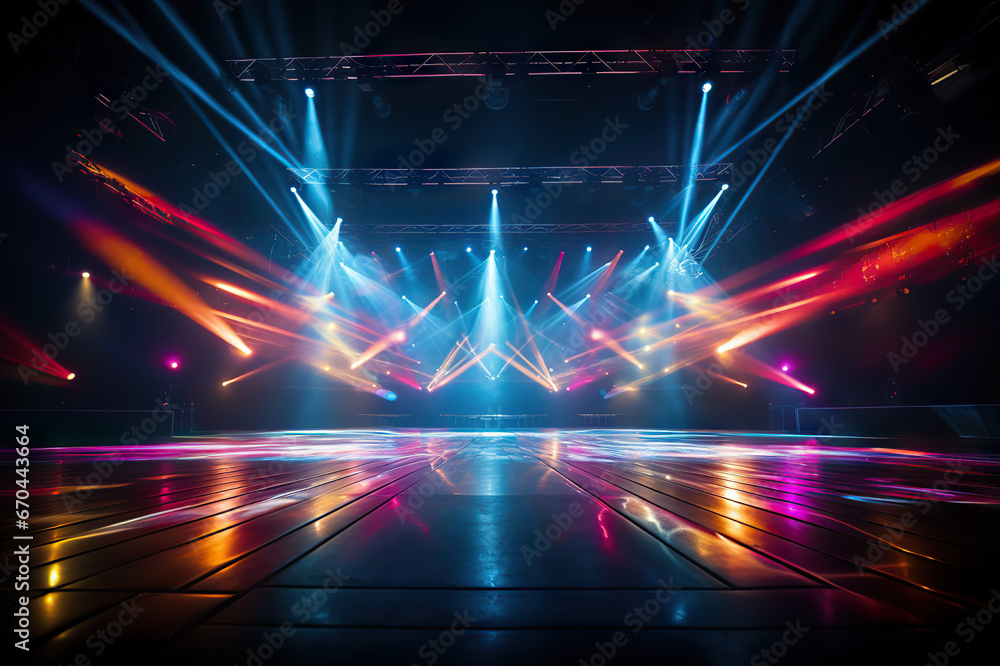 Vibrant Retro Disco Dance Floor An Empty Night Club Stage Alight with ...