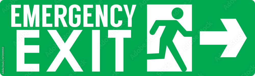 emergency exit door signage, vector illustration. template ready to ...