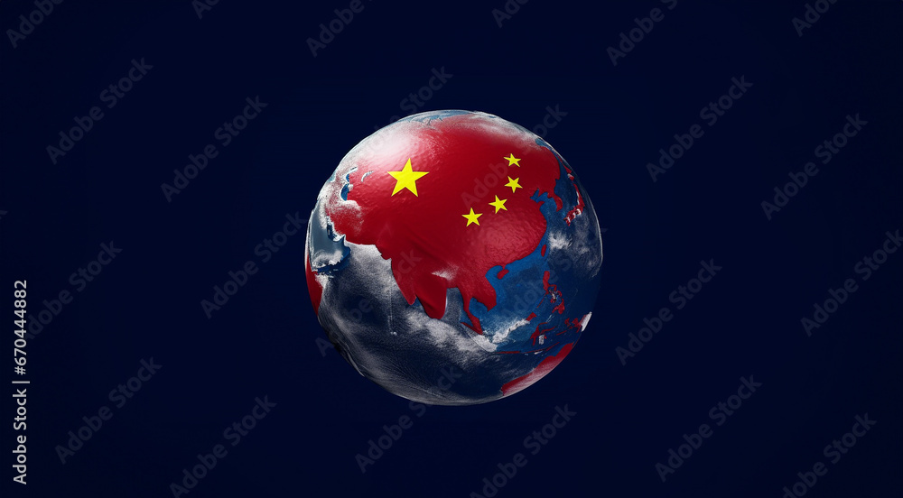 Flag of china and the earth. world domination. China with embedded flag ...
