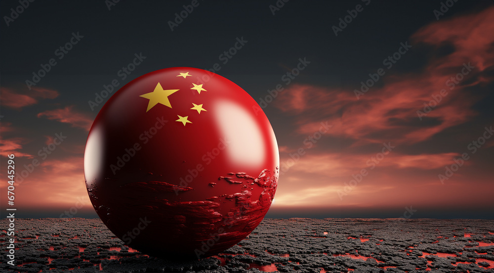 Flag of china and the earth. world domination. China with embedded flag ...