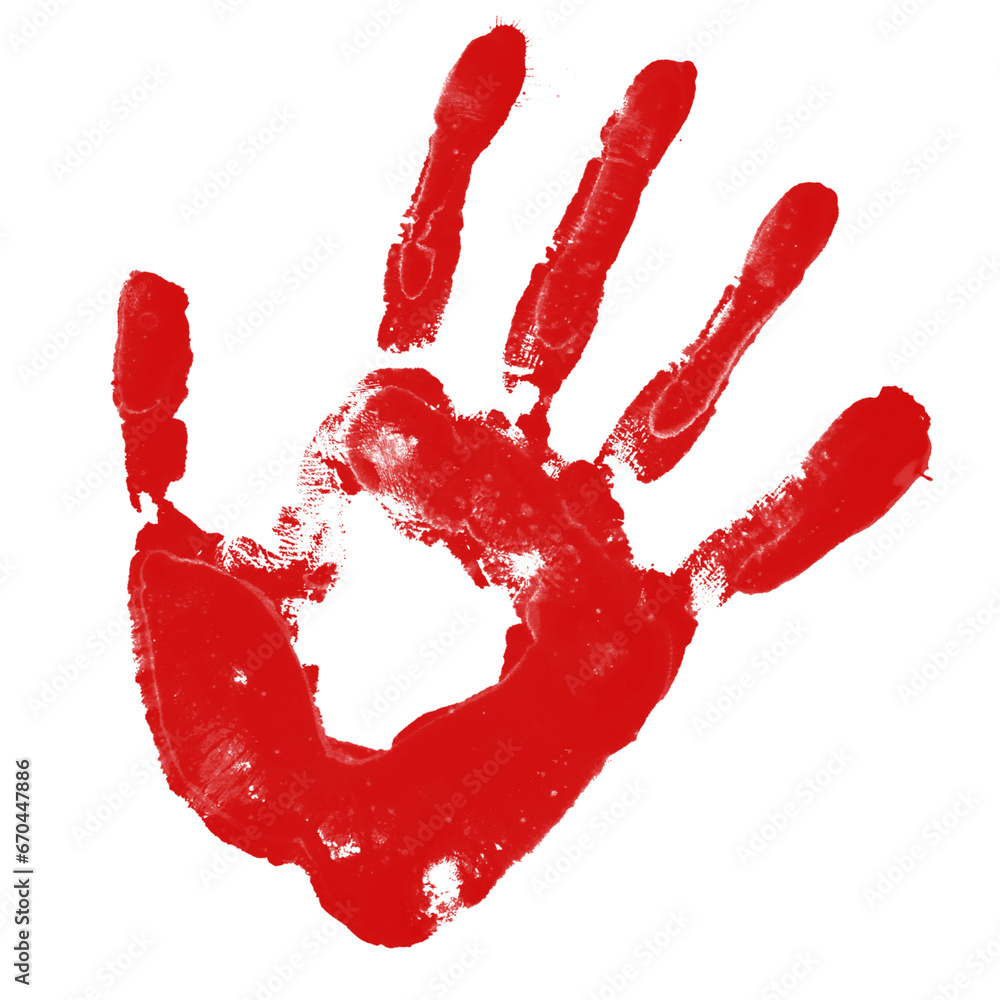 Bloody hand print isolated on transparent background. Royalty high ...