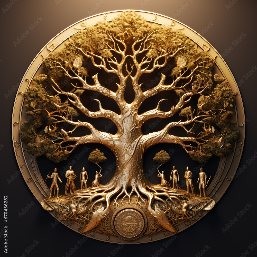 Family symbol, family tree with photo frames, genetic tree with photo ...