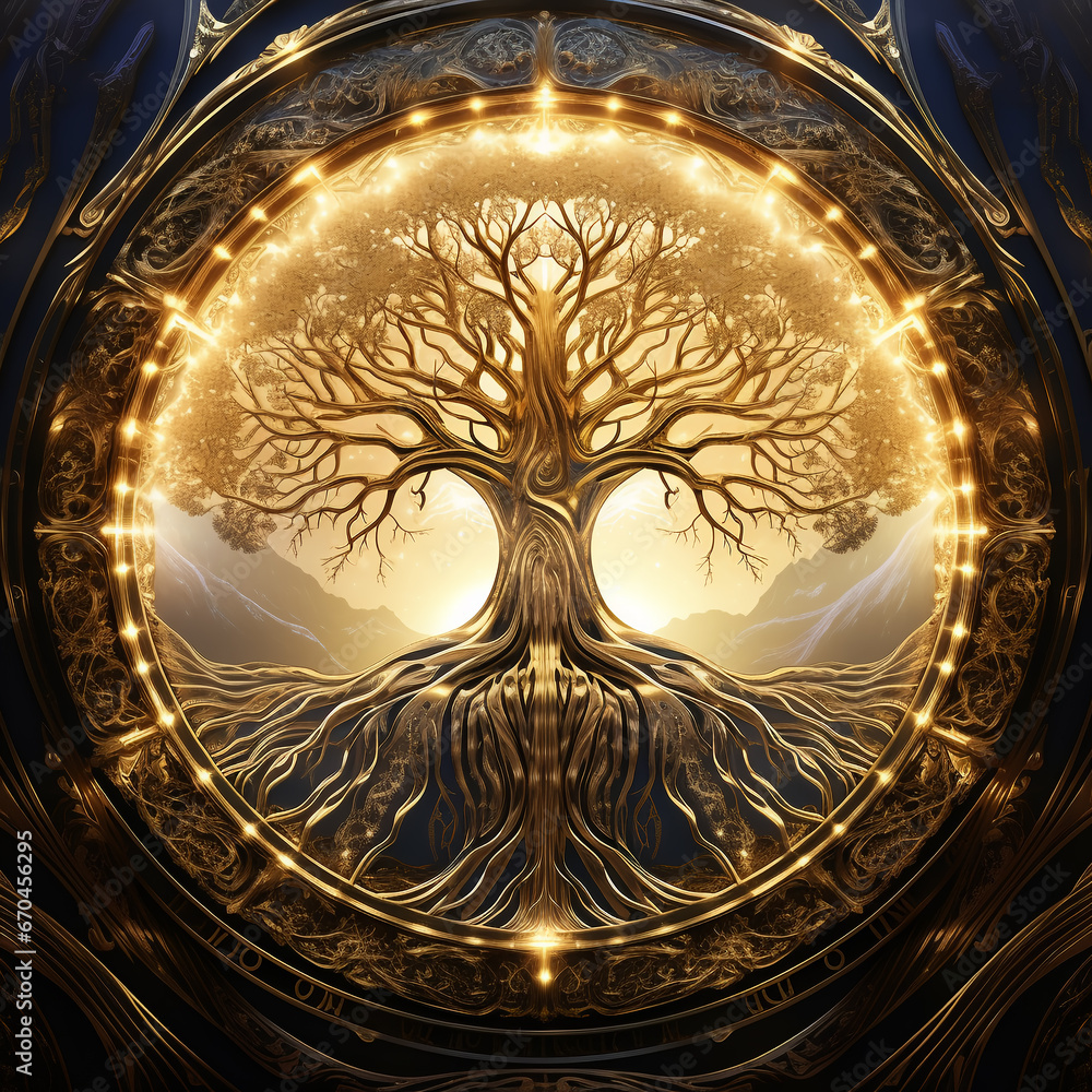 Family symbol, family tree with photo frames, genetic tree with photo ...