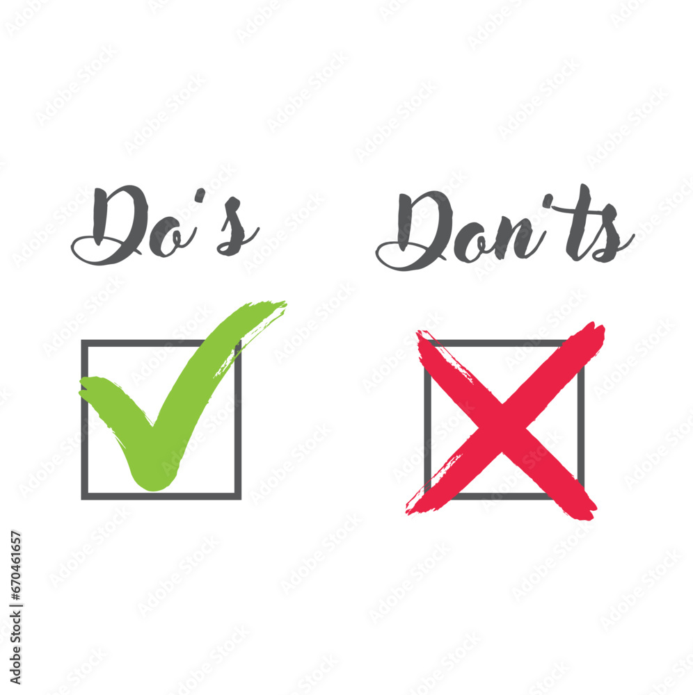 Do and Don't or Like & Unlike Icons with Positive and Negative Symbols ...