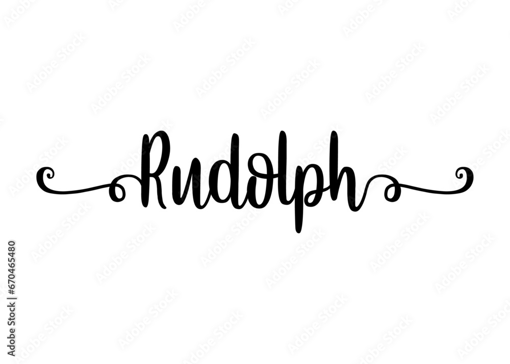 Tiempo de Navidad. Nombre del reno Rudolph. Logo con palabra en texto ...