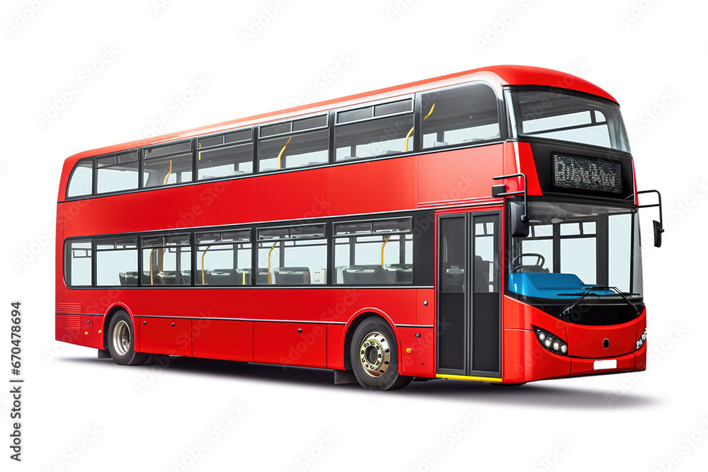 London bus in side view isolated on white background. London Public ...