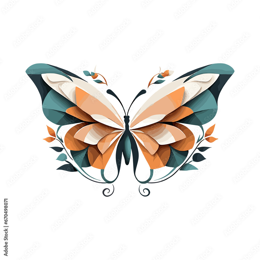 Colorful butterfly sticker hand drawn illustration design isolated on ...