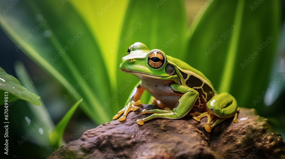 Floating frog see like giggling on greenery, Flying frog giggling ...