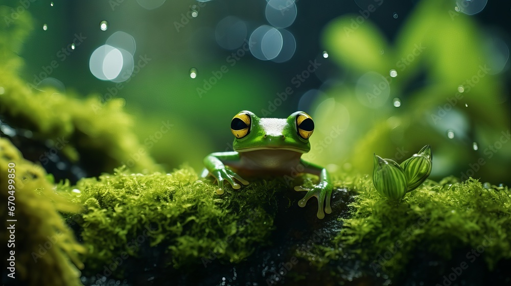 Floating frog see like giggling on greenery, Flying frog giggling ...