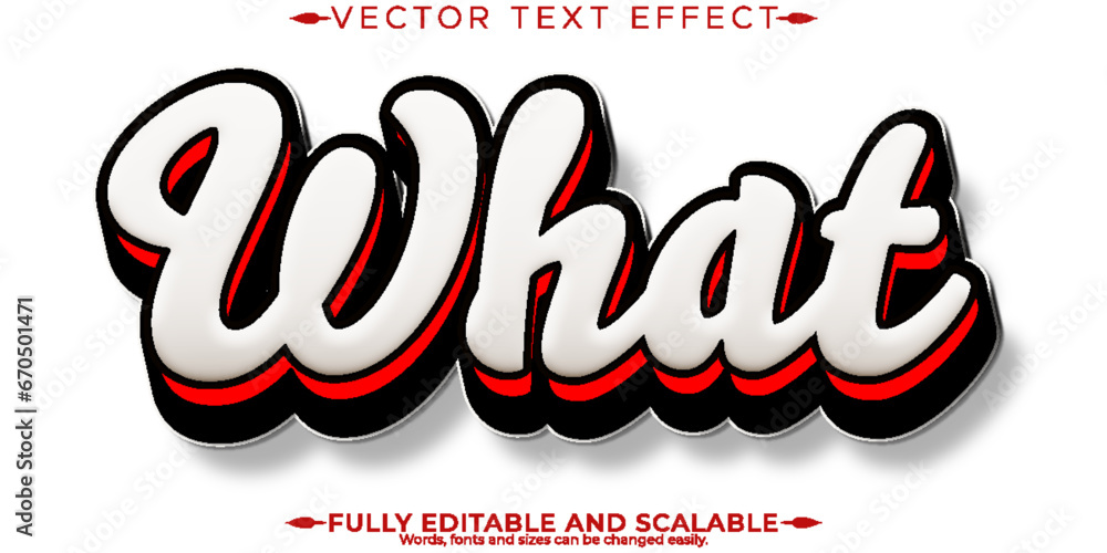 Vetor de What text effect, editable modern lettering typography font ...