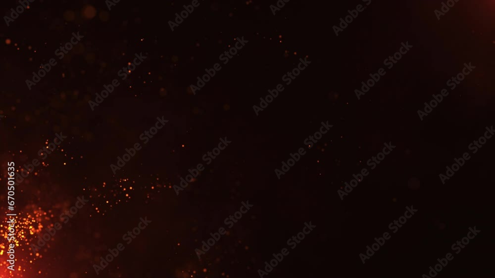 Fire flakes flowing on the night sky with the feeling of a huge fire ...