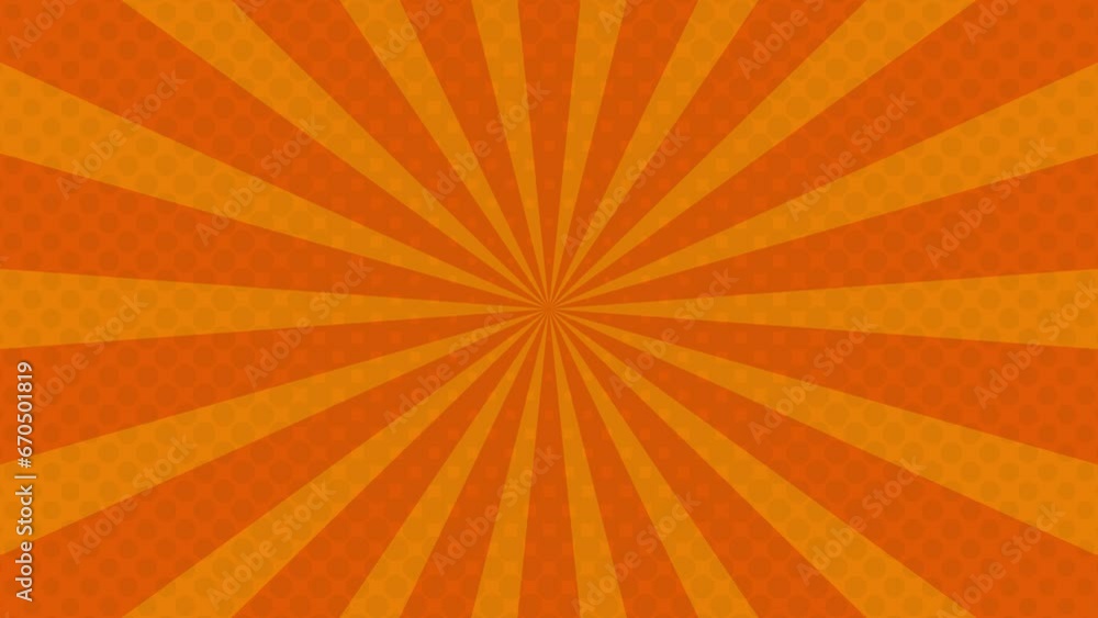 Retro vintage orange color spiral sunbeam comic animation 4k background ...