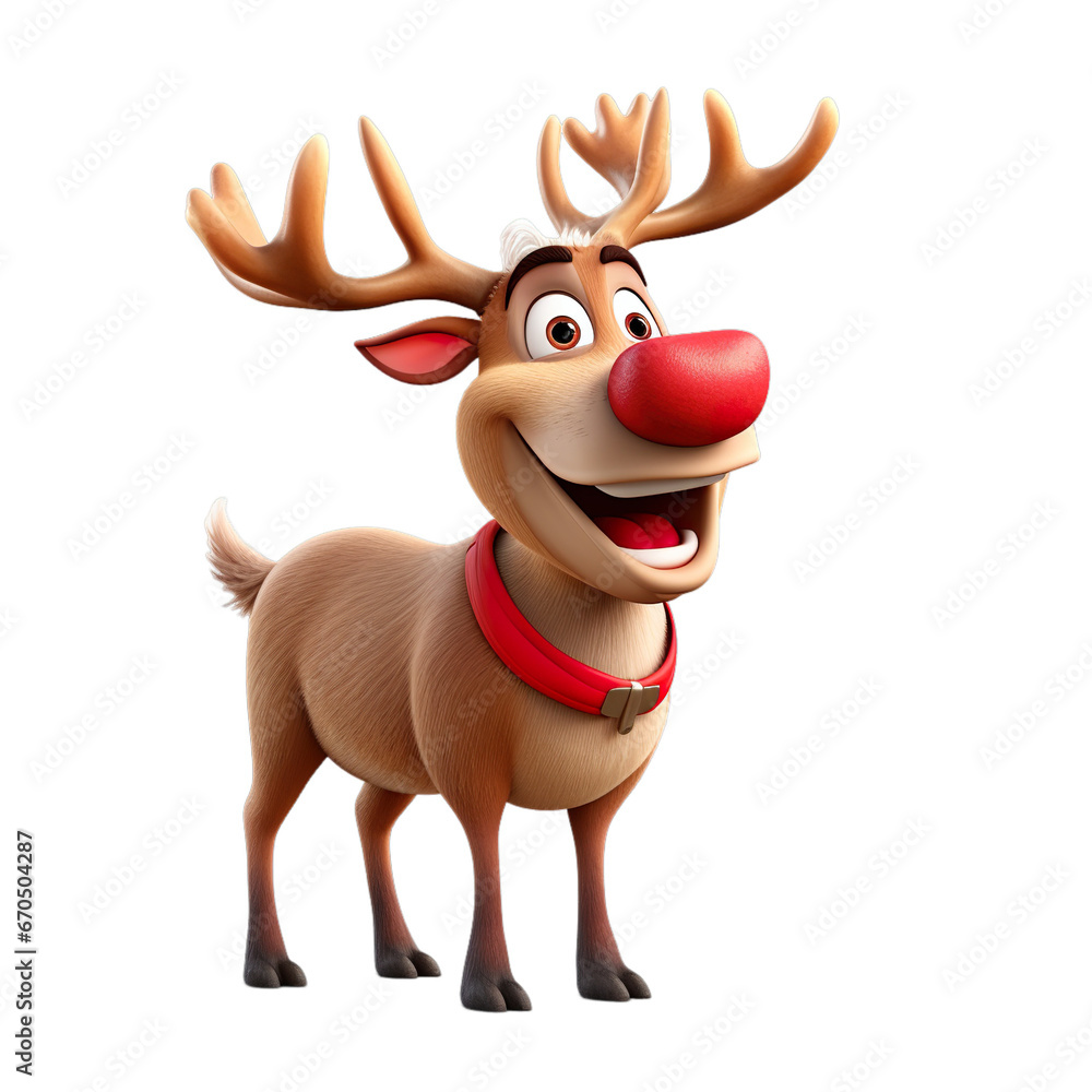 3d Christmas character rudolf the red nosed reindeer isolated on white ...