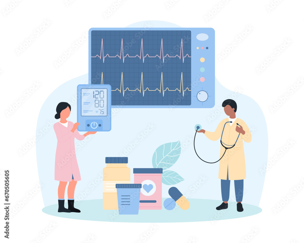 Heart rate monitor, cardiology examination vector illustration. Cartoon ...