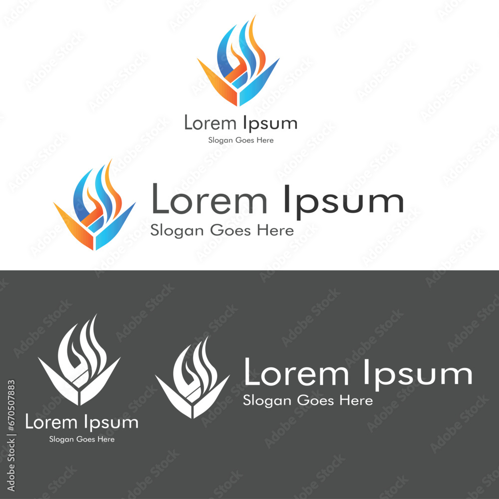 Abstract blue and yellow and orange gradient logo design concept ...