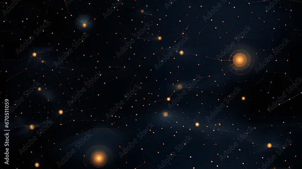 Seamless interstellar star map with connected constellations Stock ...