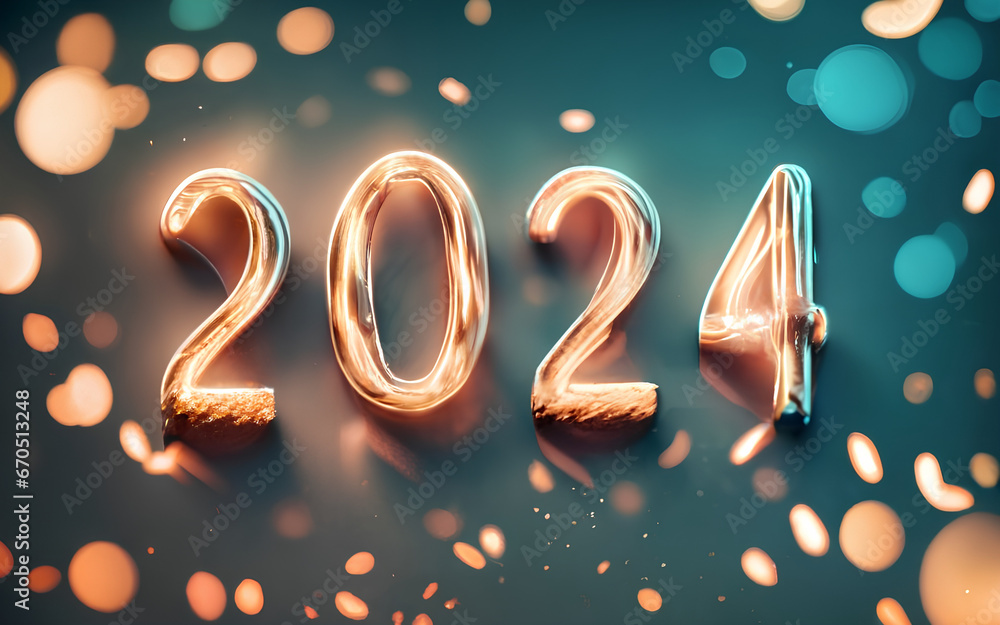 2024 Background, Golden Sparkling 2024 Background, 2024 Background With ...