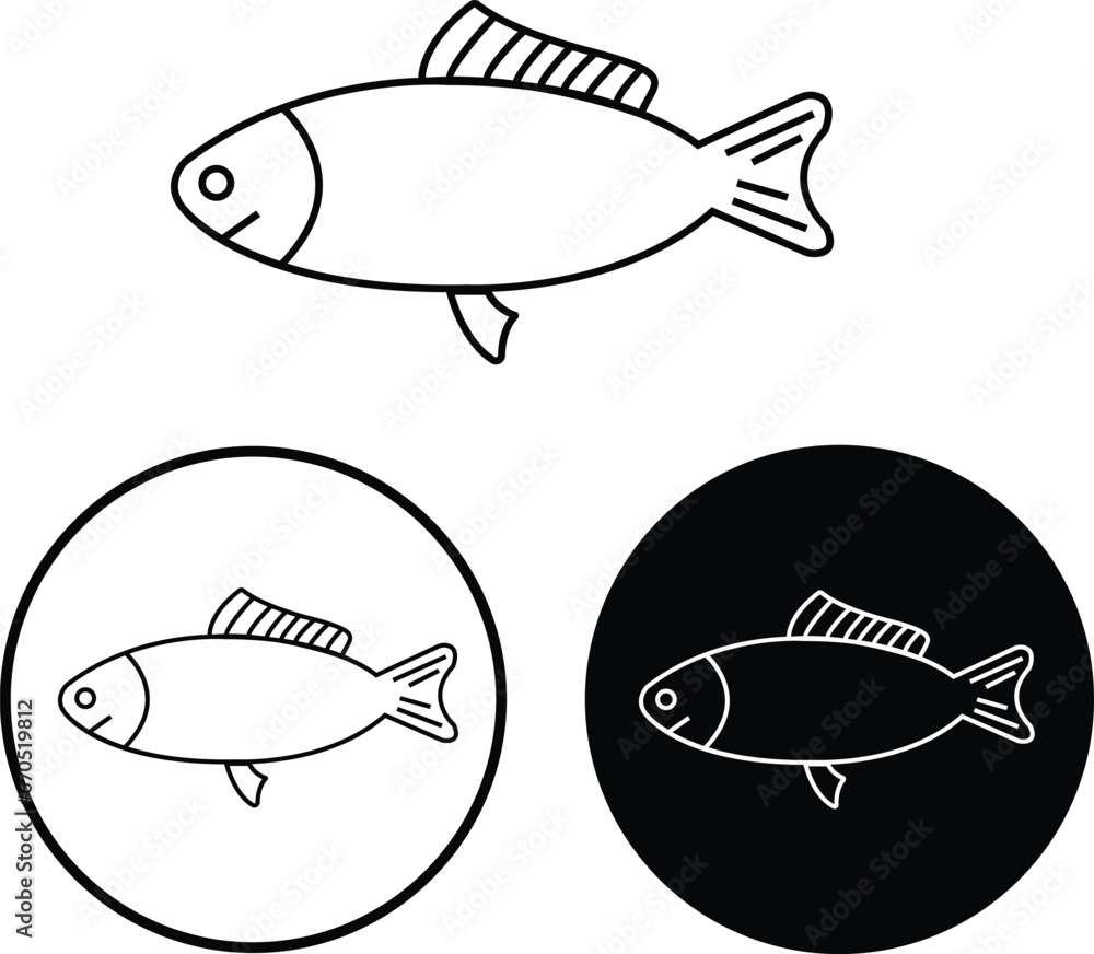 Set of Black line Fish logo template suitable for businesses and ...
