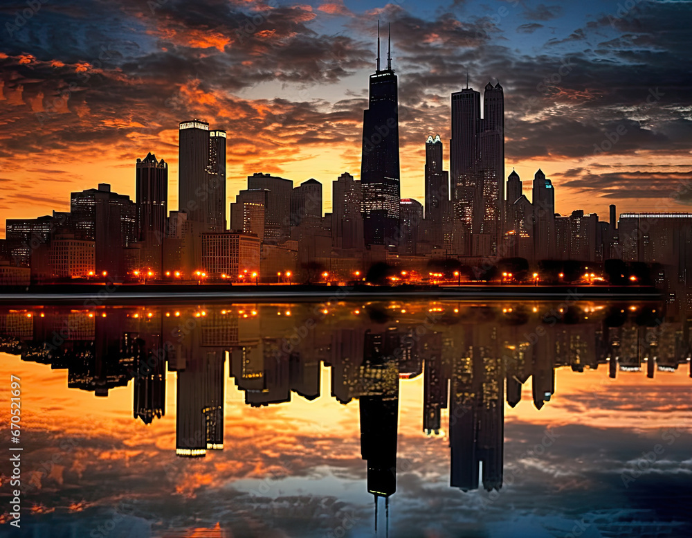Chicago Skyline Pictures - Photo of Chicago Skyline Generative AI Stock ...