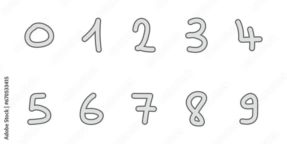 Vetor de Cartoon set with different numbers 0 to 9. Zero, one, two ...