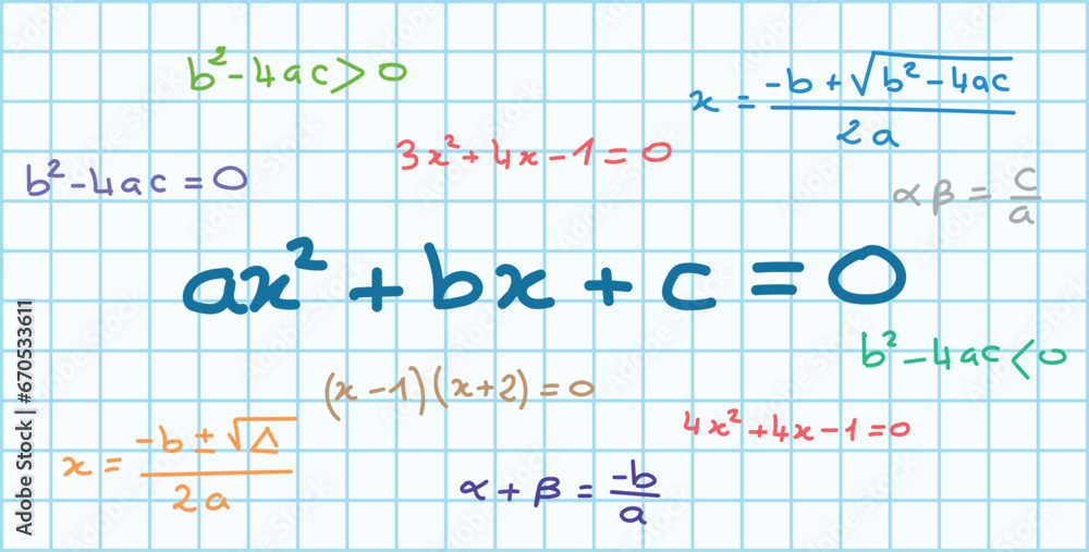 Quadratic equation formula. Scientific seamless pattern. Math formula ...