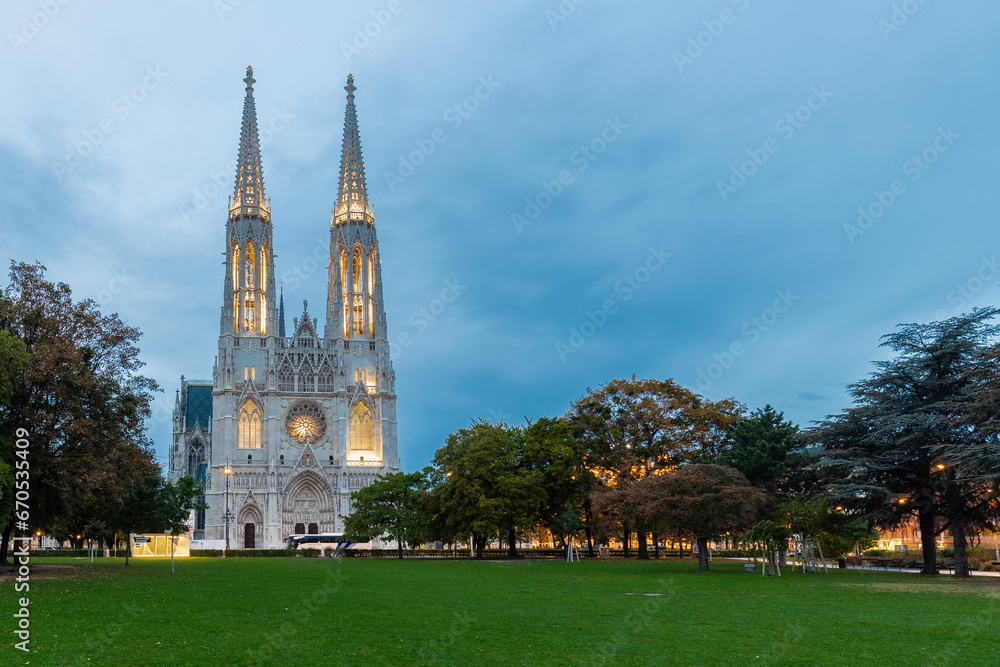 Vienne, Austria 10-26-2023 Votive Church is a neo-Gothic style church ...