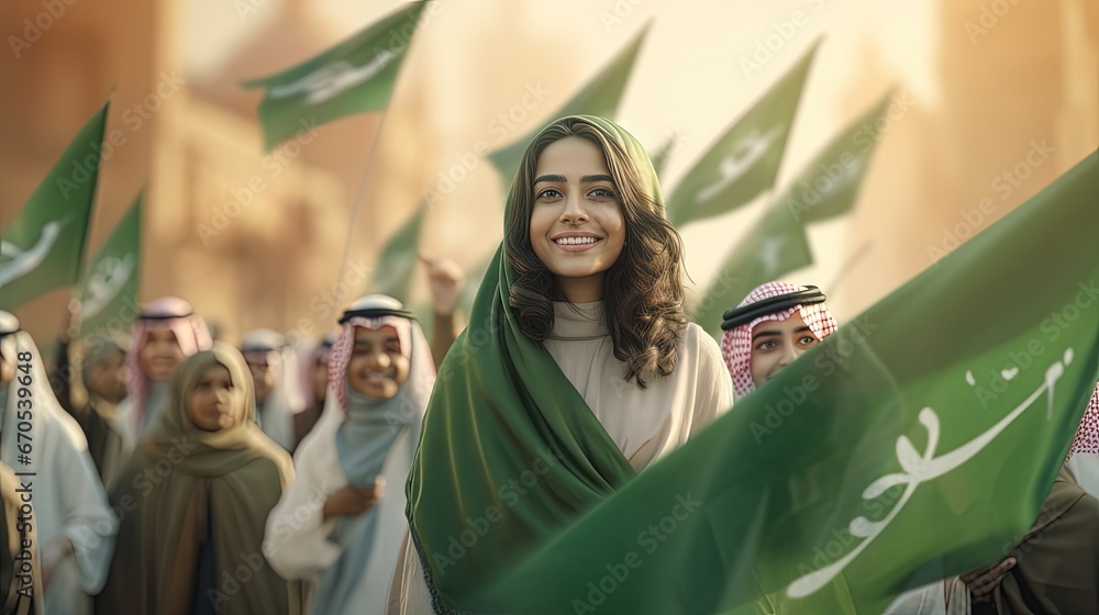 Arab women and families celebrate Saudi National Day. Arab women were ...